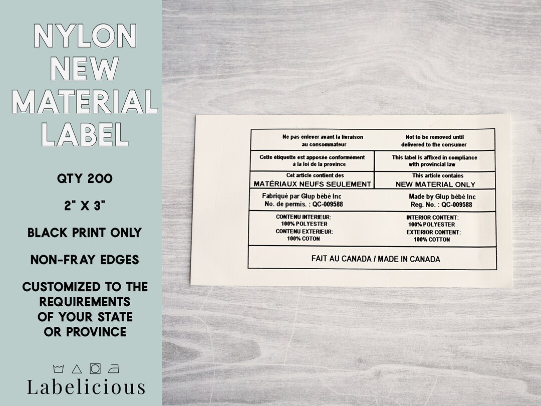Nylon New Material Label Nylon Law Label Stuffing and Upholster Label ...