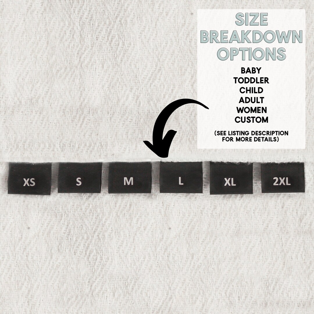Custom Black Size Labels - Baby Size Labels - Toddler Size Labels ...