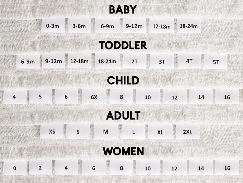 Custom Size Labels Baby Size Labels Toddler Size Labels | Etsy