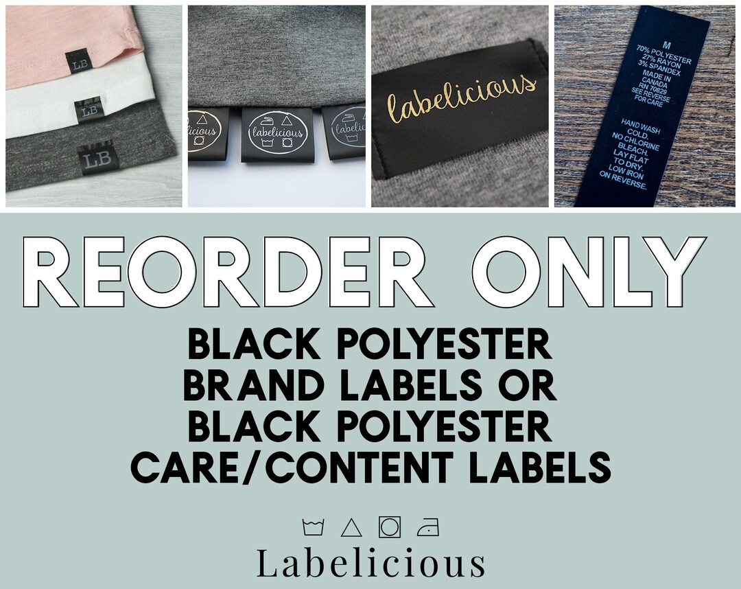 RE-ORDER ONLY - Black Polyester Brand/logo or Care/content Labels - Etsy