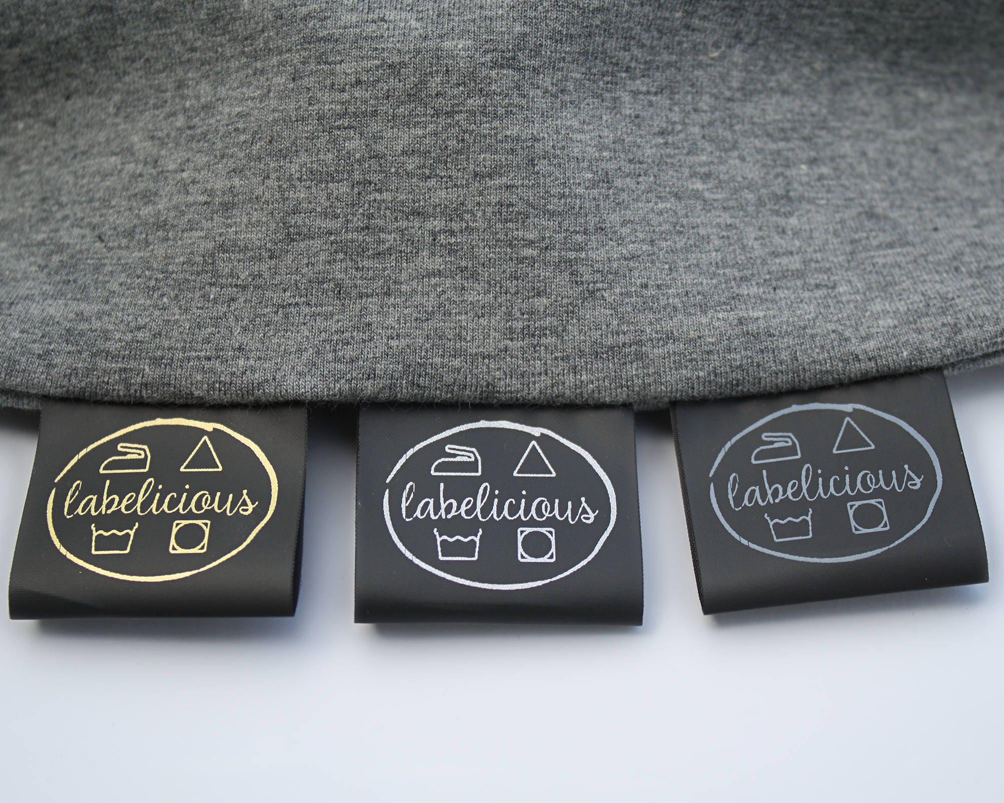 Custom Brand Label - Custom Black Fold Over Polyester Label - Fold Over ...