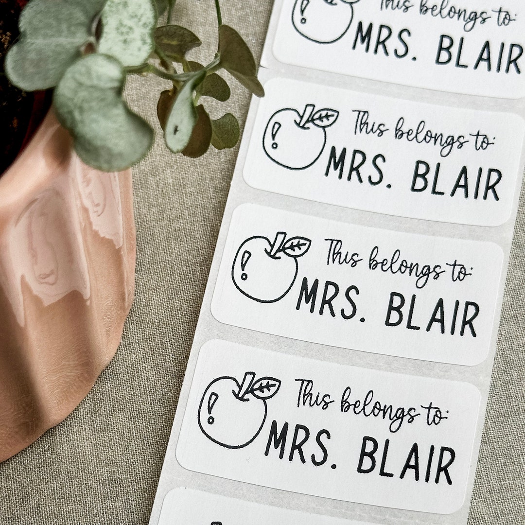 Teacher Labels - Custom Teacher Labels - White Teacher Book Stickers ...