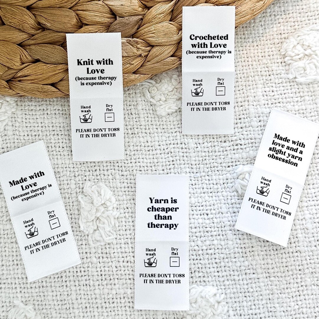 Therapy and Yarn Label Multipack - Funny Knit & Crochet Labels for ...