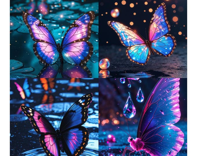 Neon Butterfly Phone Wallpaper Pack, 5x 4K Dark Backgrounds (digital ...