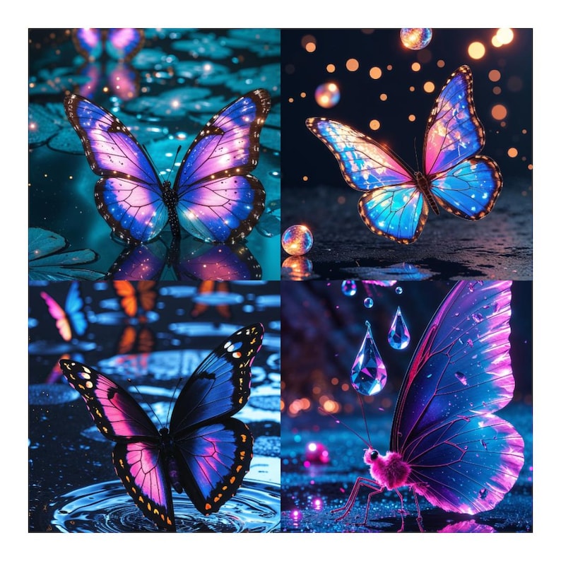 Neon Butterfly Phone Wallpaper Pack, 5x 4K Dark Backgrounds (digital ...