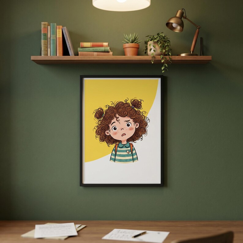 Whimsical Curly Hair Girl Clipart Set, Storybook Character Prints ...