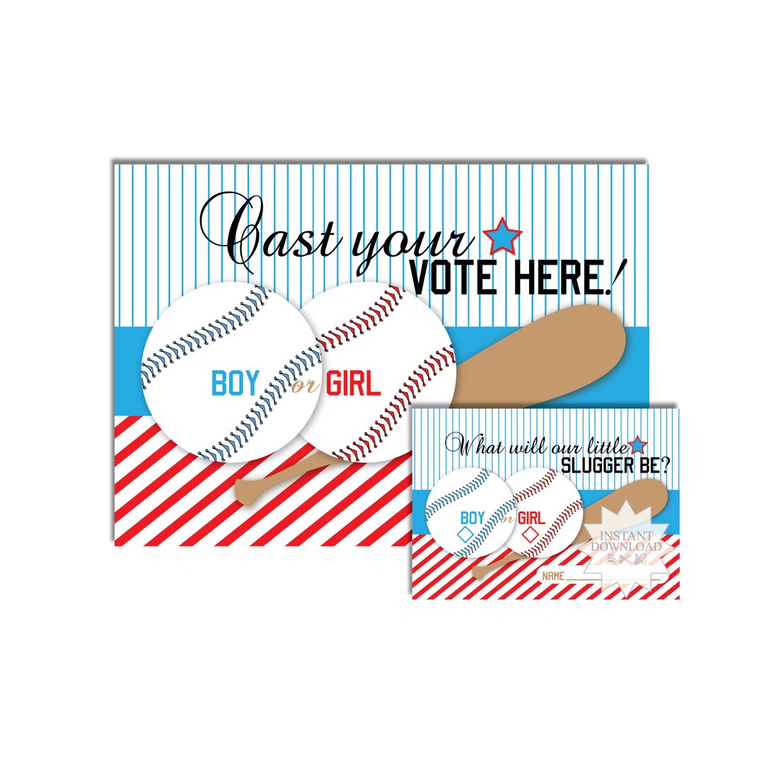 Baseball Gender Reveal Voting Cards-boy or Girl Voting Ticket-baseball ...