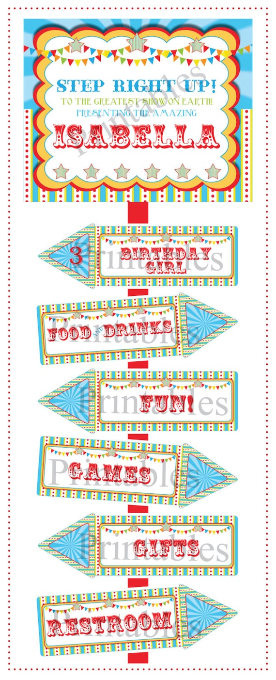 Circus/Carnival Directional Signs-DIGITAL DOWNLOAD by All by Wanda ...