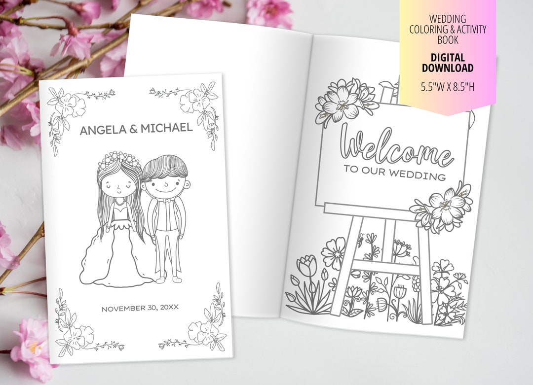 Personalized Wedding Coloring Book-kids Wedding Activity Book-digital ...