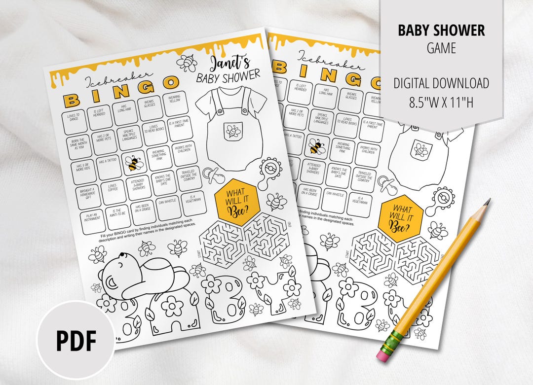 Personalized Mommy-to-bee Baby Shower Game – Icebreaker Bingo, Maze ...