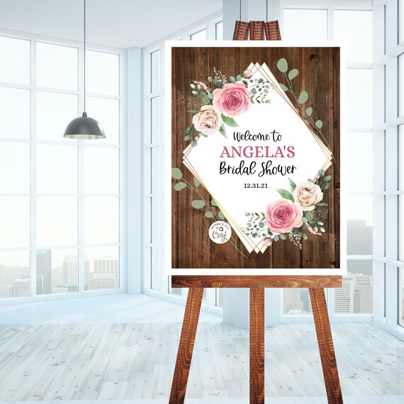 EDITABLE Rustic Floral Bridal Shower Welcome Sign-Birthday Party Sign ...