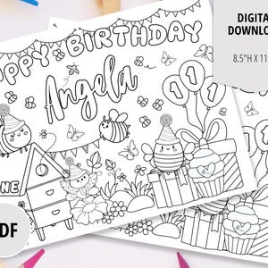 Bee Birthday Party Coloring Page-bee Coloring Sheet Party Favor-digital ...
