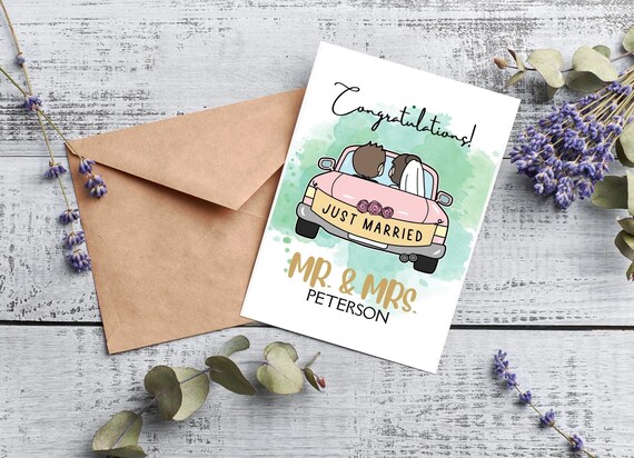 Personalized Just Married Wedding Card-Congratulations Couples Card ...