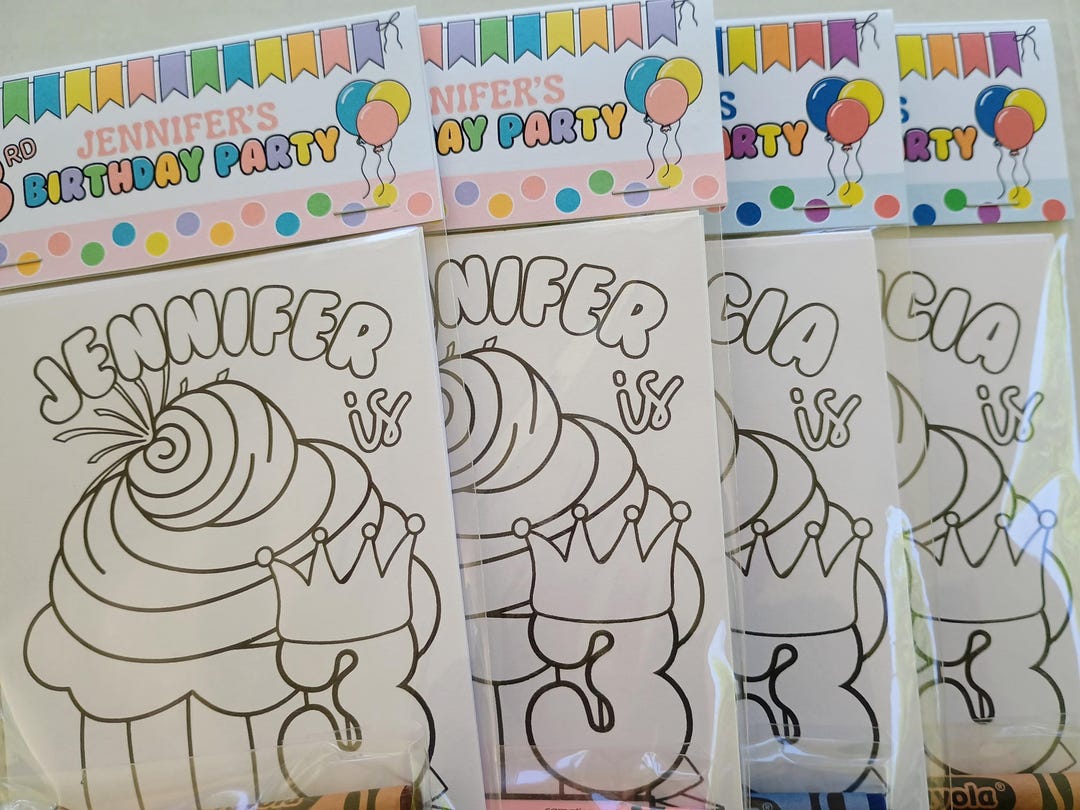Personalized Birthday Party Coloring Kit-birthday Party Mini Coloring ...