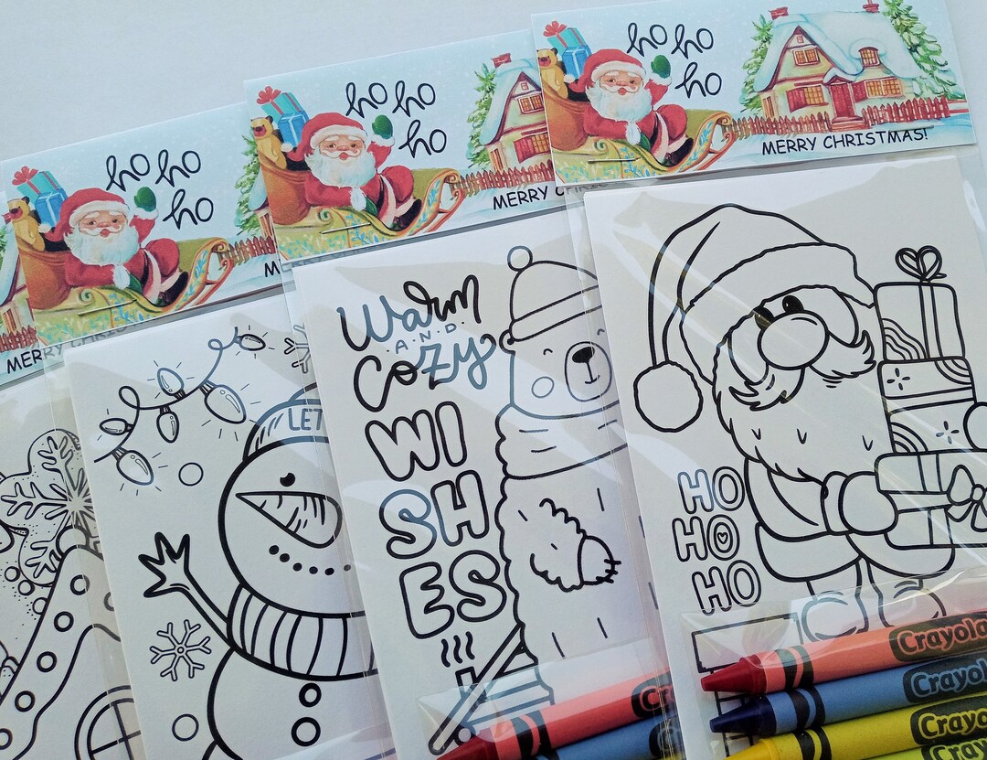 Christmas Coloring Pages-holiday Party Mini Coloring Set-party Favors ...