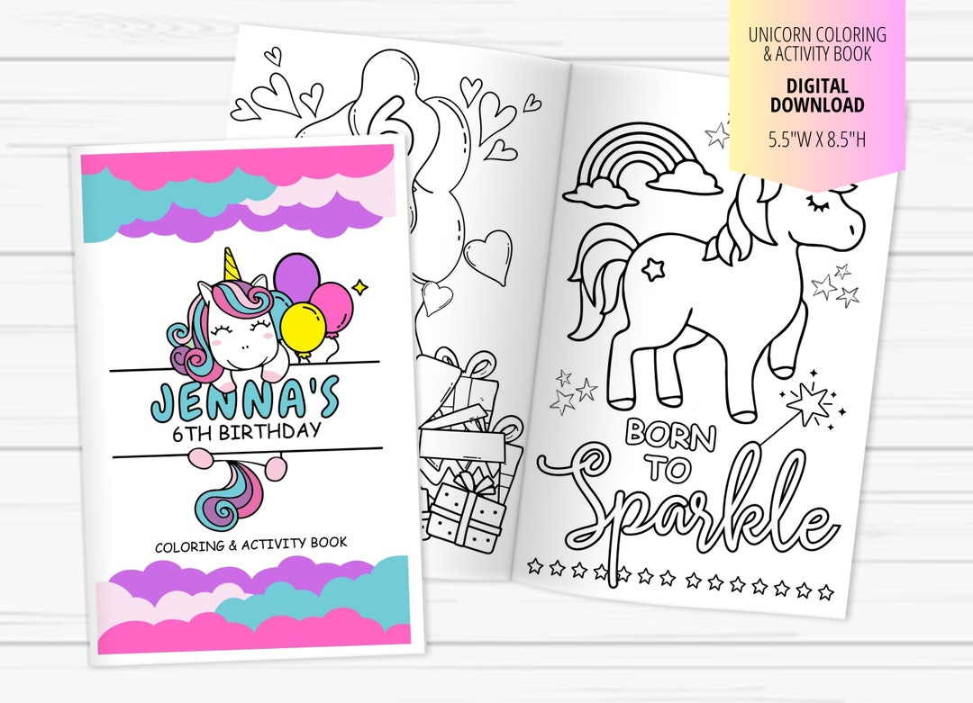 Unicorn Birthday Party Coloring Book-kids Printable Activity Party ...