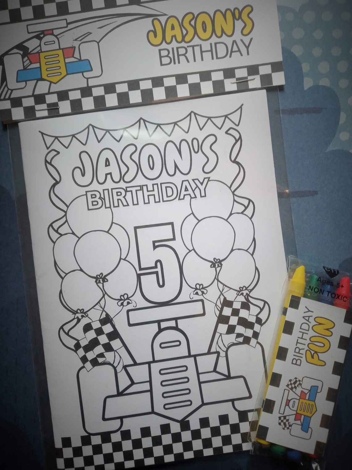 Personalized Birthday Racing Car Coloring Book-kids Coloring & Activity ...
