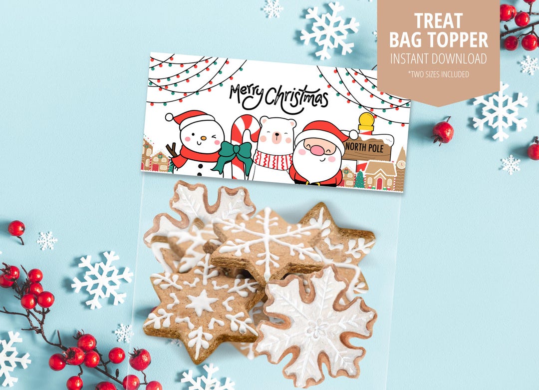 Merry Christmas Treat Bag Topper-holiday Party Decoration-party Favor ...