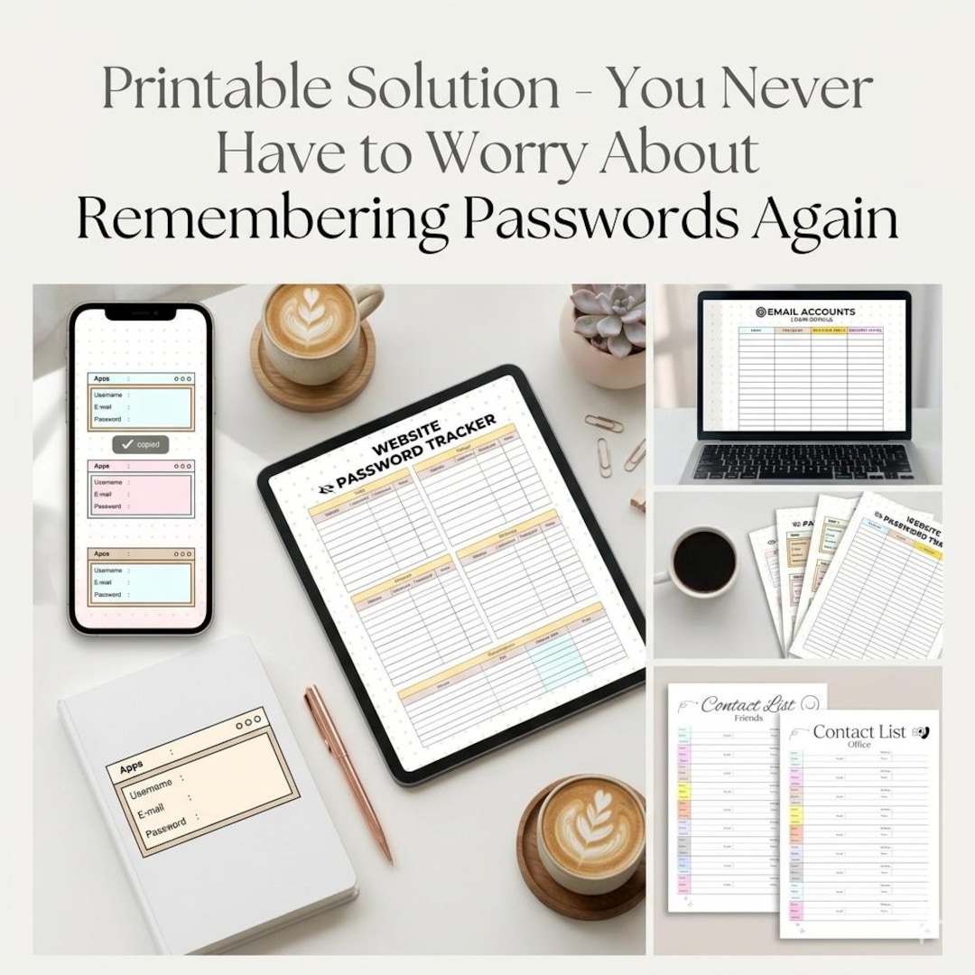 Printable Password Tracker Sheets | Login Organizer Template | Password ...