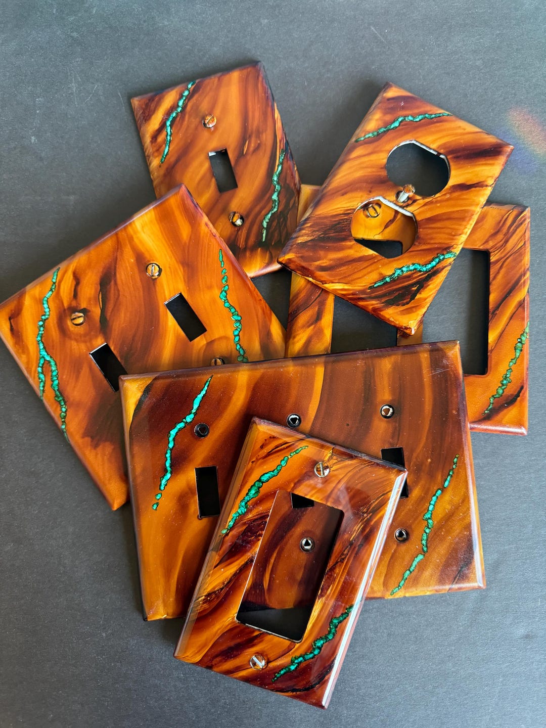 Southwest Sandstone 2 Turquoise Pebbly Veins Desert Switch Plate - Hand ...