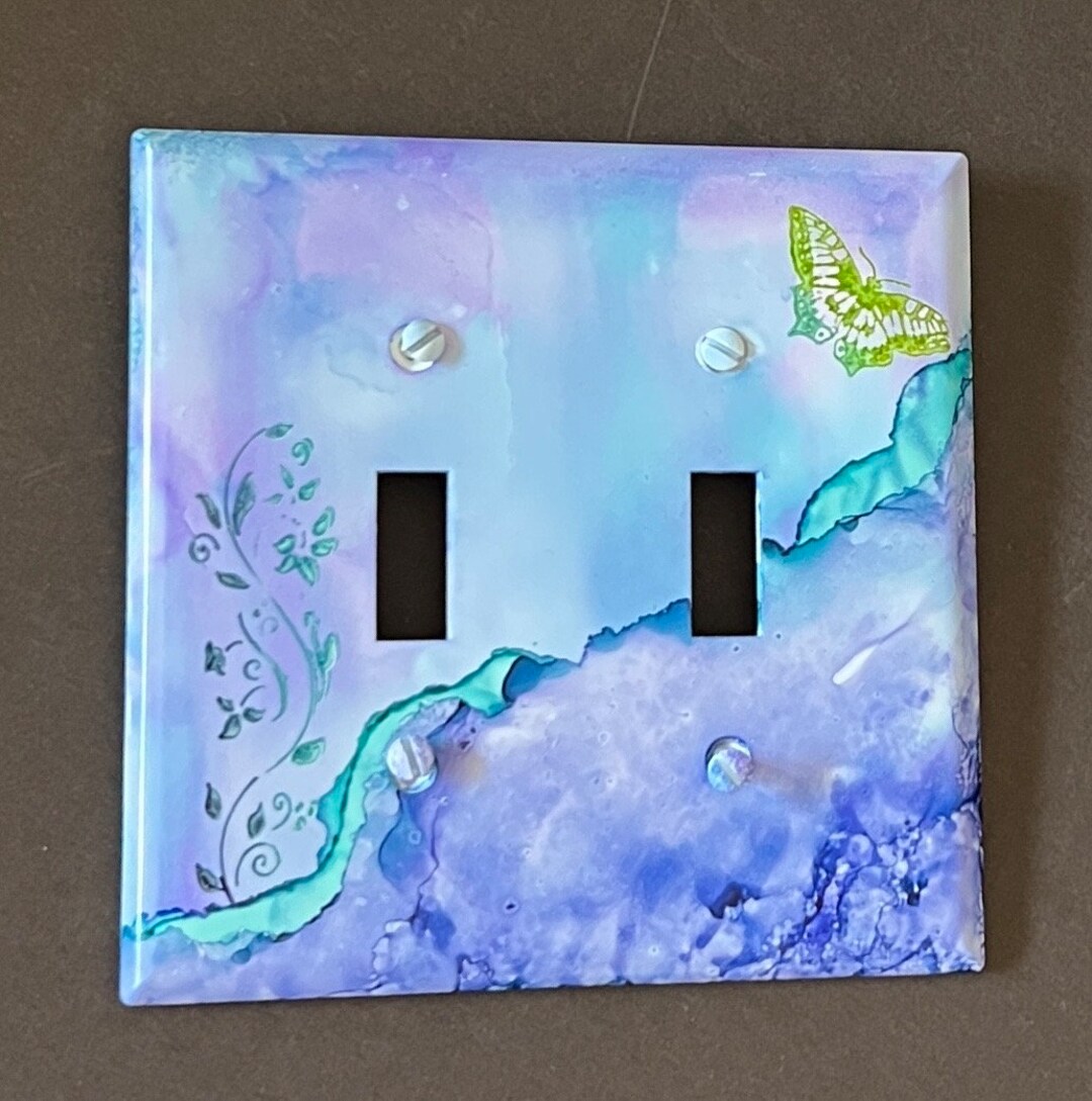 Butterfly Lavender Turquoise Purple Switch Plate- Handpainted Home ...