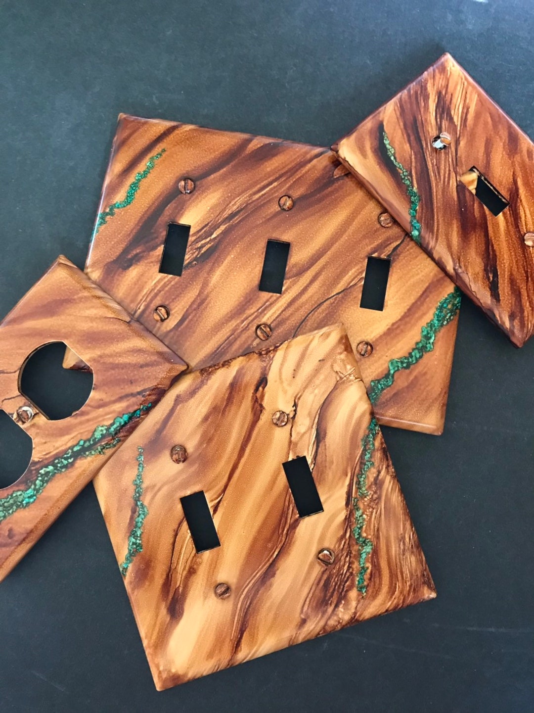 Southwest Sandstone 2 Turquoise Pebbly Veins Desert Switch Plate Hand ...