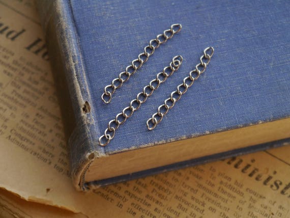 100 Antique Silver Extension Chains Dull Silver Open Link | Etsy