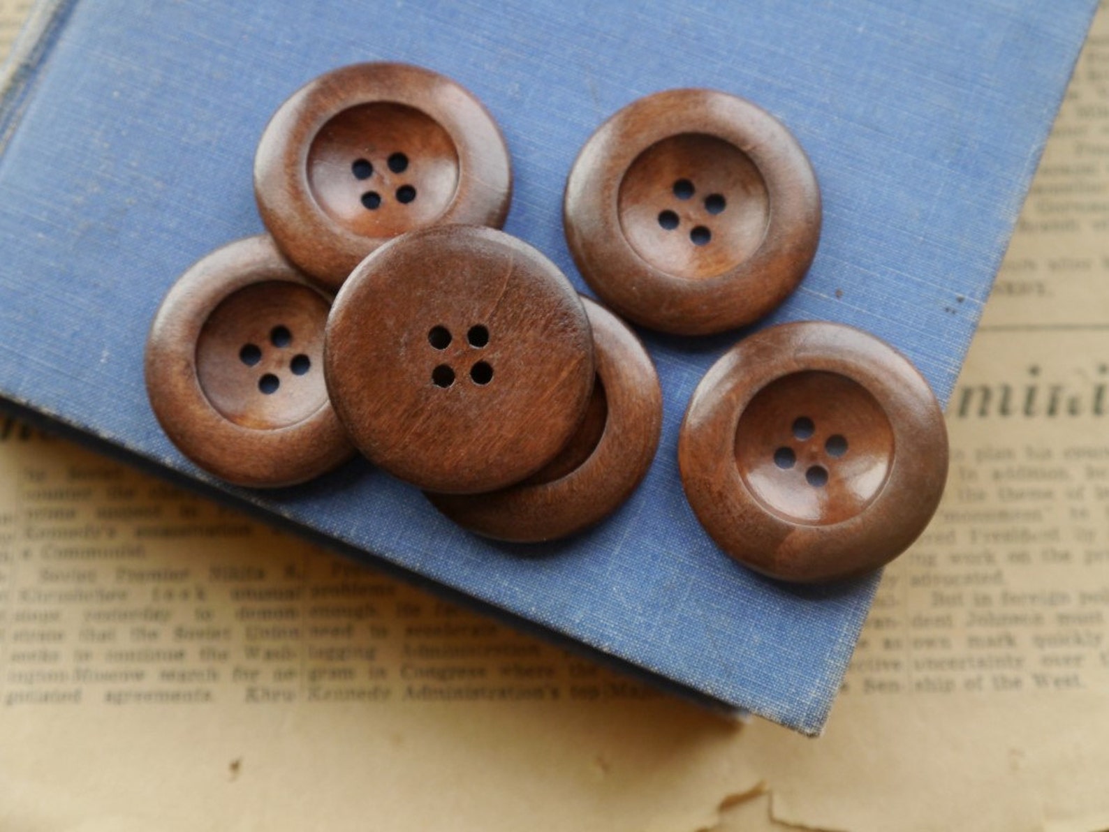 8 Pcs Dark Brown Wood Buttons 35mm 4 Hole 1 3/8 - Etsy