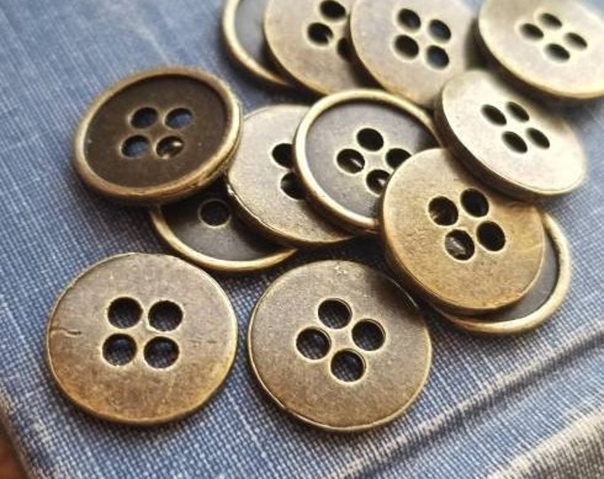 12 Pcs Small Bronze Metal 13mm Buttons (BB3757) - Etsy