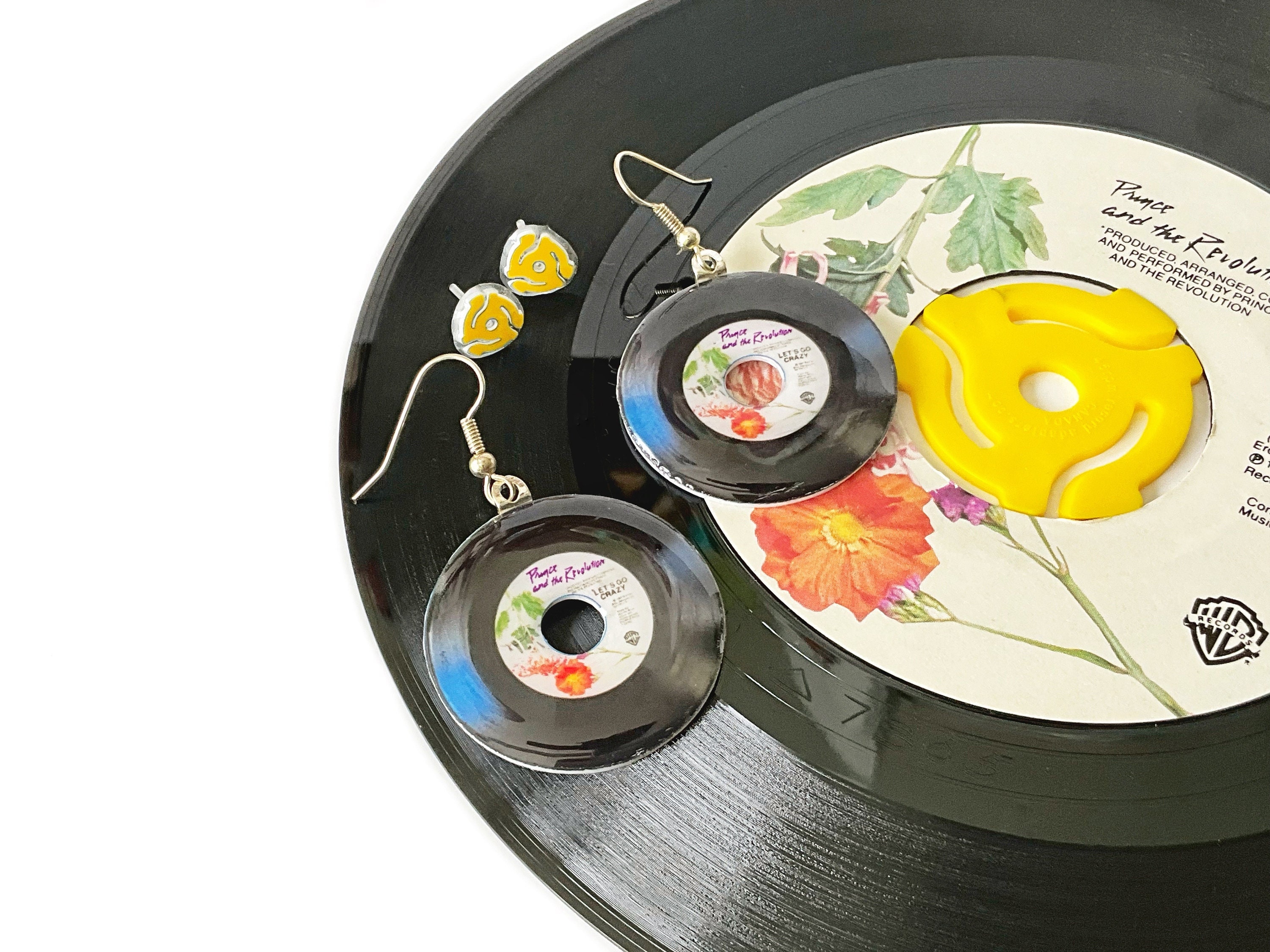 Record & Adapter Earring Set / 45 Record Earrings / Adapter Stud ...