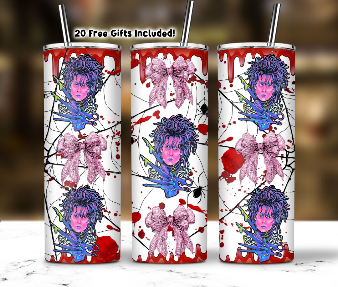 Horror Coquette Bow 20oz Skinny Tumbler Png, Halloween Movie Tumbler ...