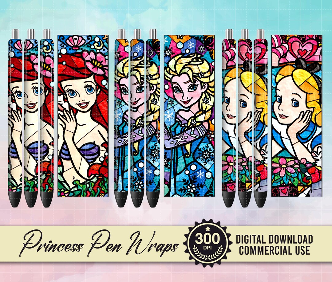 Set 3 of Princess Pen Png Wrap Bundle, Princess Pen Png, Princess Pen ...