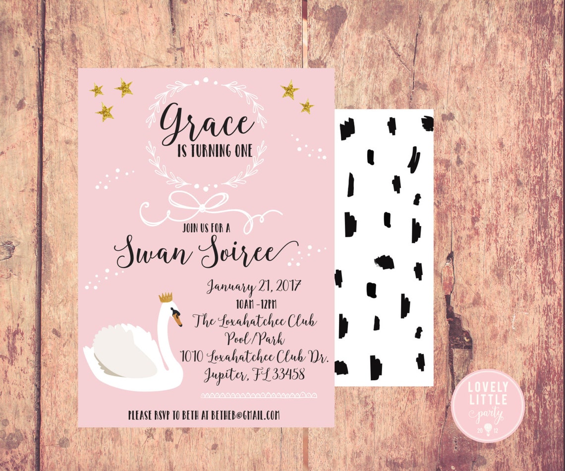 Swan Soiree Birthday Invitation Kit - Invite AND Thank You Card ...
