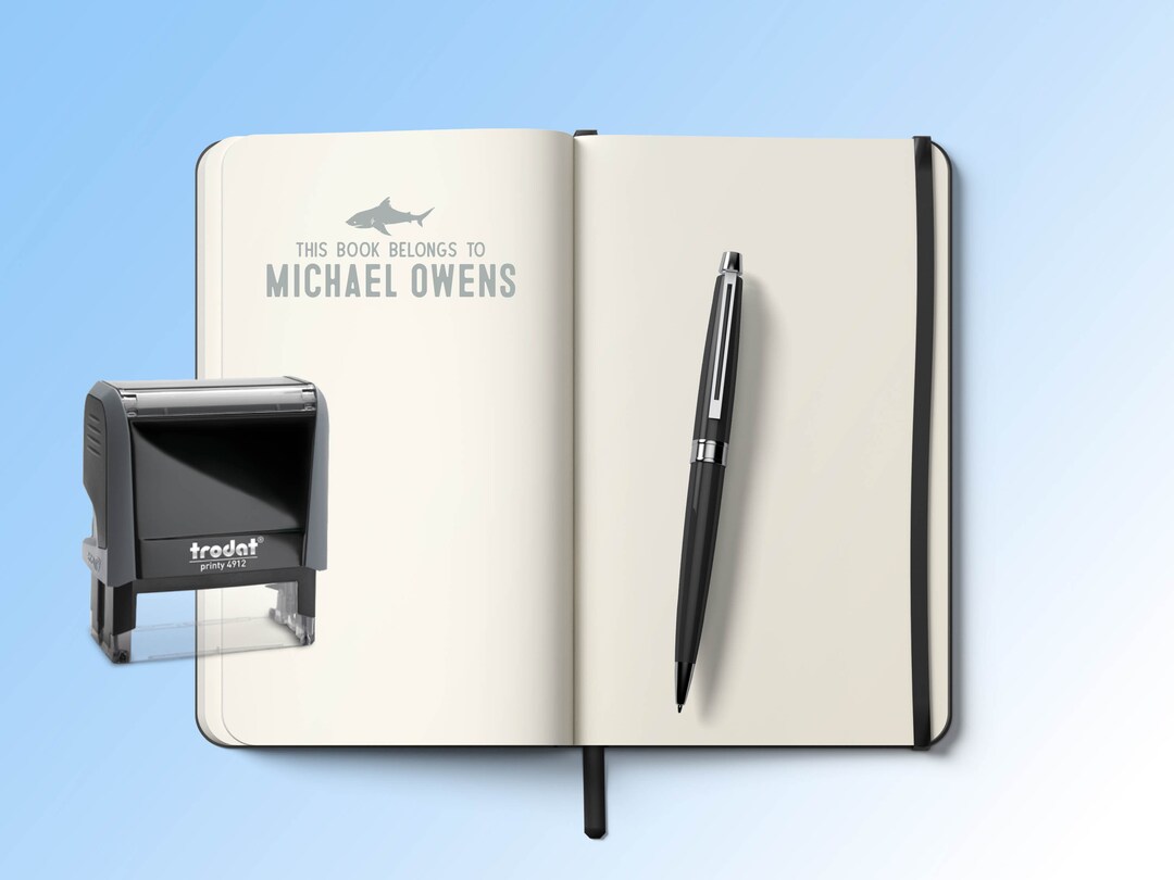 Shark Themed Name Stamp, Self-inking Kids Stamp, Kids Gift, Style 506 ...