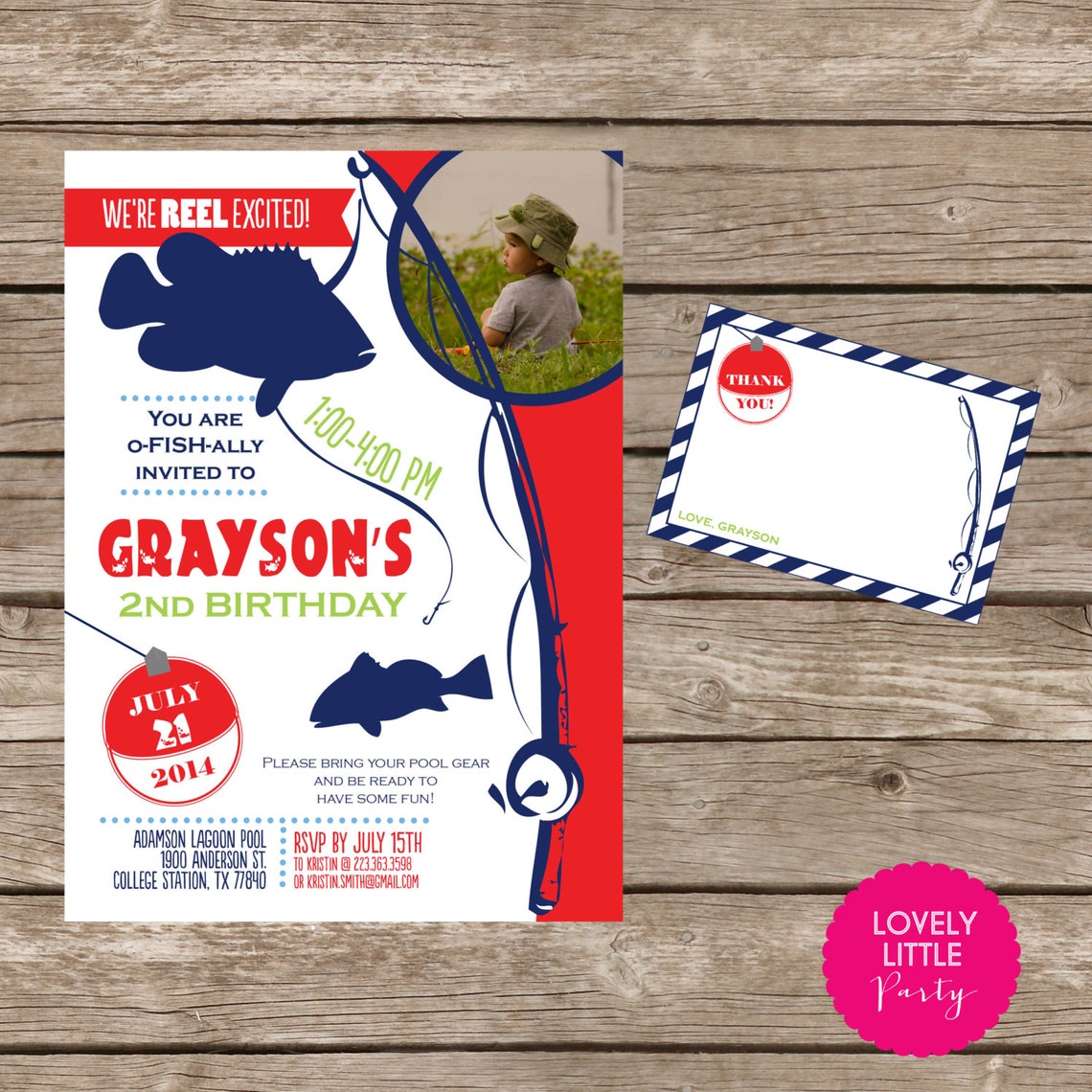 DIY Printable Fish Theme Invitation Kit Invite AND Thank You - Etsy