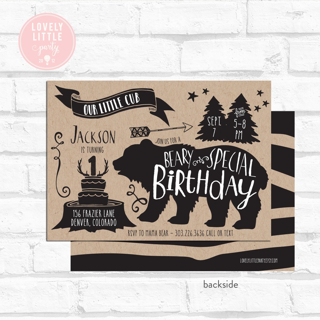 Little Cub, Little Bear Birthday Invitation Kit - Invite AND Thank You ...