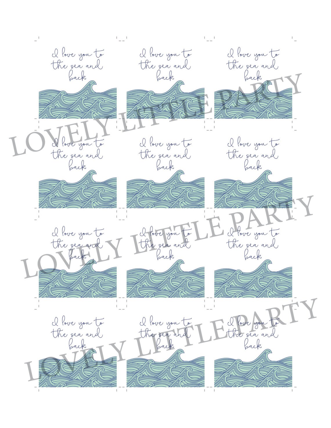 Printable Waves Theme Shower Favor Tags I Love You to the - Etsy