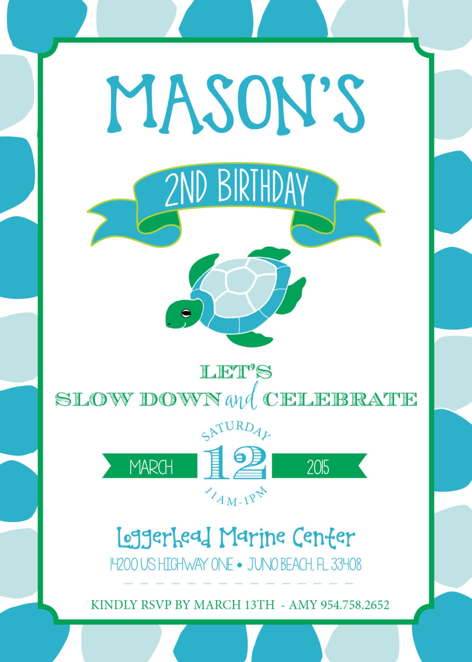 DIY Printable Turtle Birthday Invitation Kit Boy - Invite AND Thank You ...