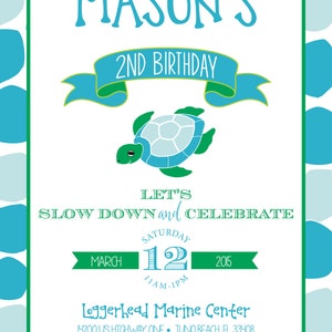 DIY Printable Turtle Birthday Invitation Kit Boy - Invite AND Thank You ...