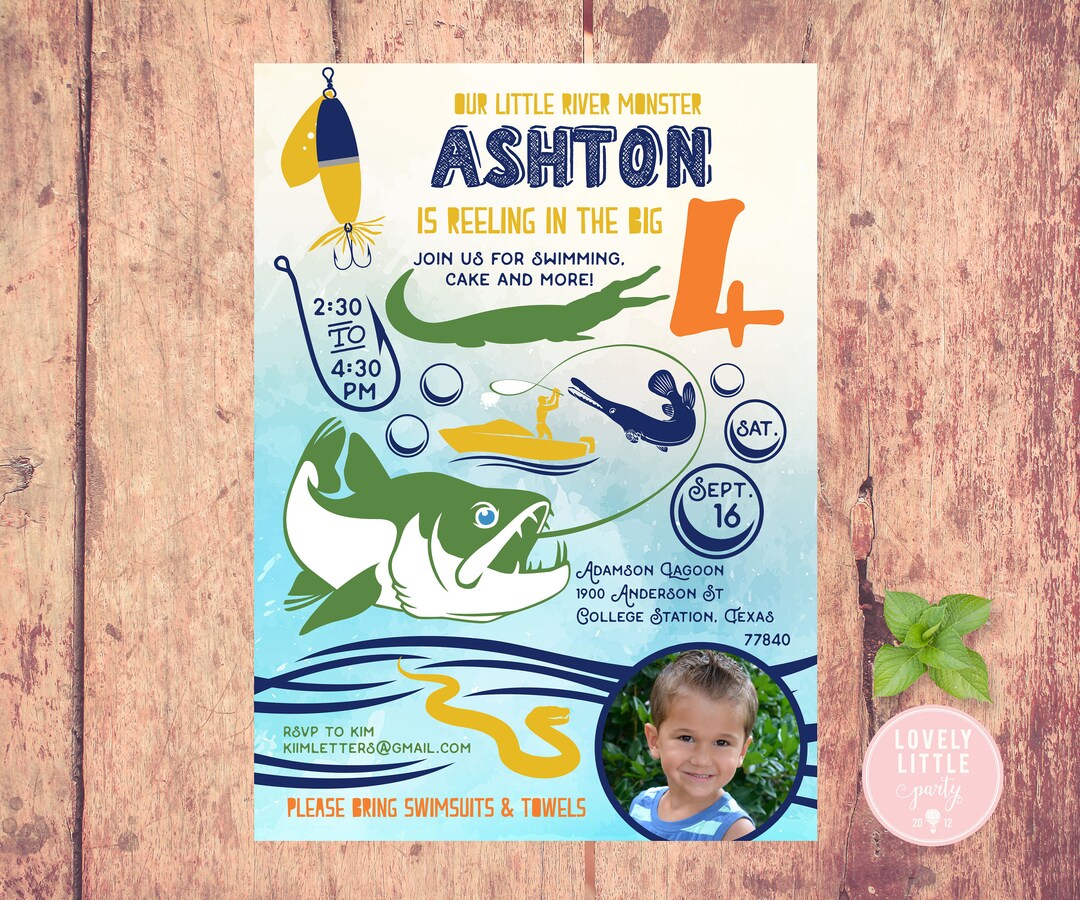River Monster Invitation, Printable or Printed Fishing Invitation ...