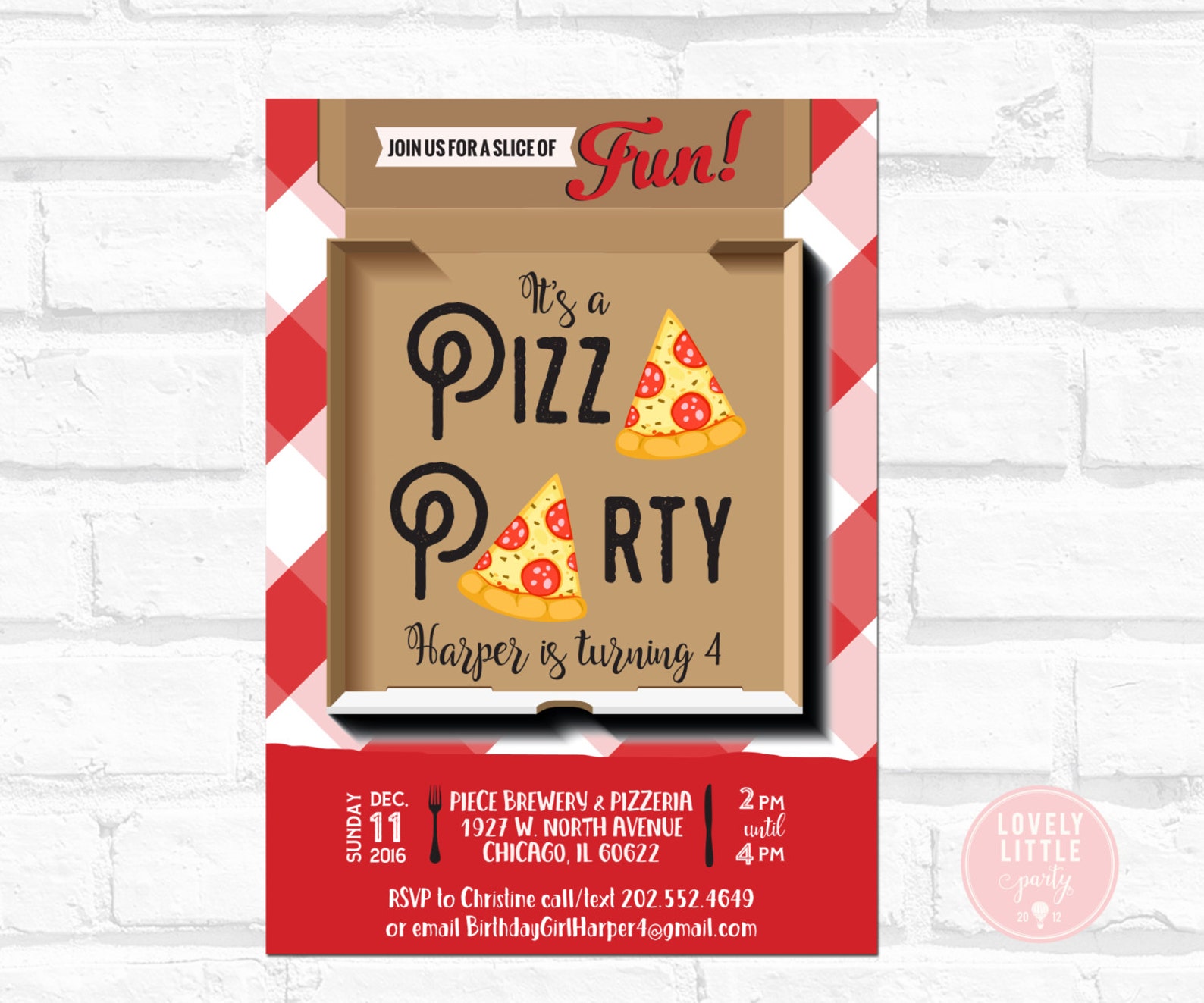 Pizza Birthday Invitation Kit Invite AND Thank You Card | Etsy