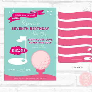 Putt Putt Birthday Invitation, Girl Putt Putt, Girl Golf Birthday, Golf ...