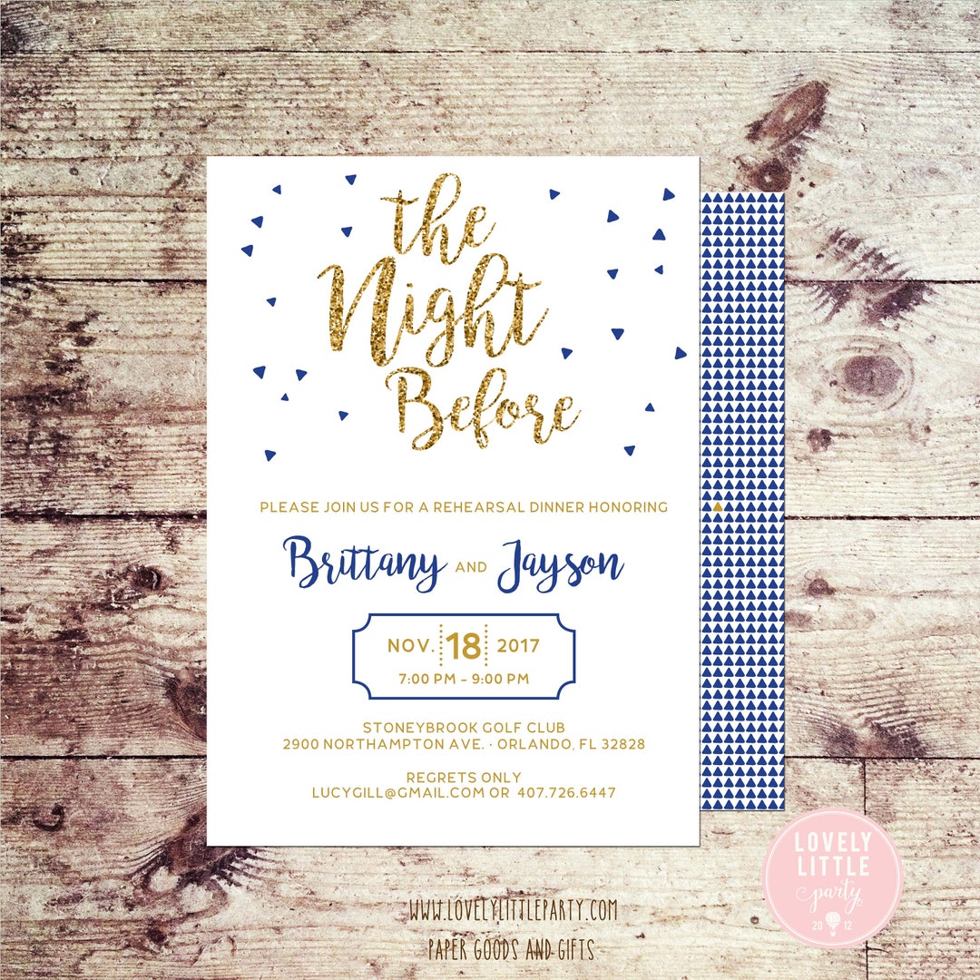 The Night Before Invitation, Triangle Invitation, Rehearsal Dinner ...