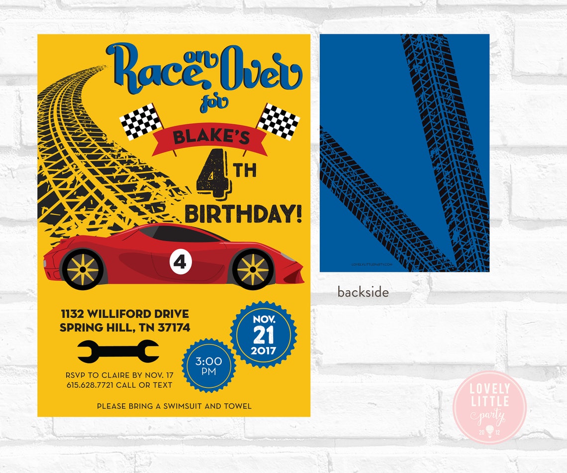 Race Car Birthday Invitation Racer Invite Race Car Birthday | Etsy