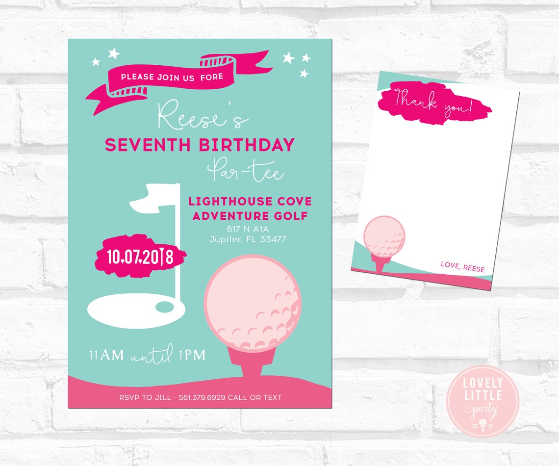 Putt Putt Birthday Invitation Girl Putt Putt Girl Golf | Etsy