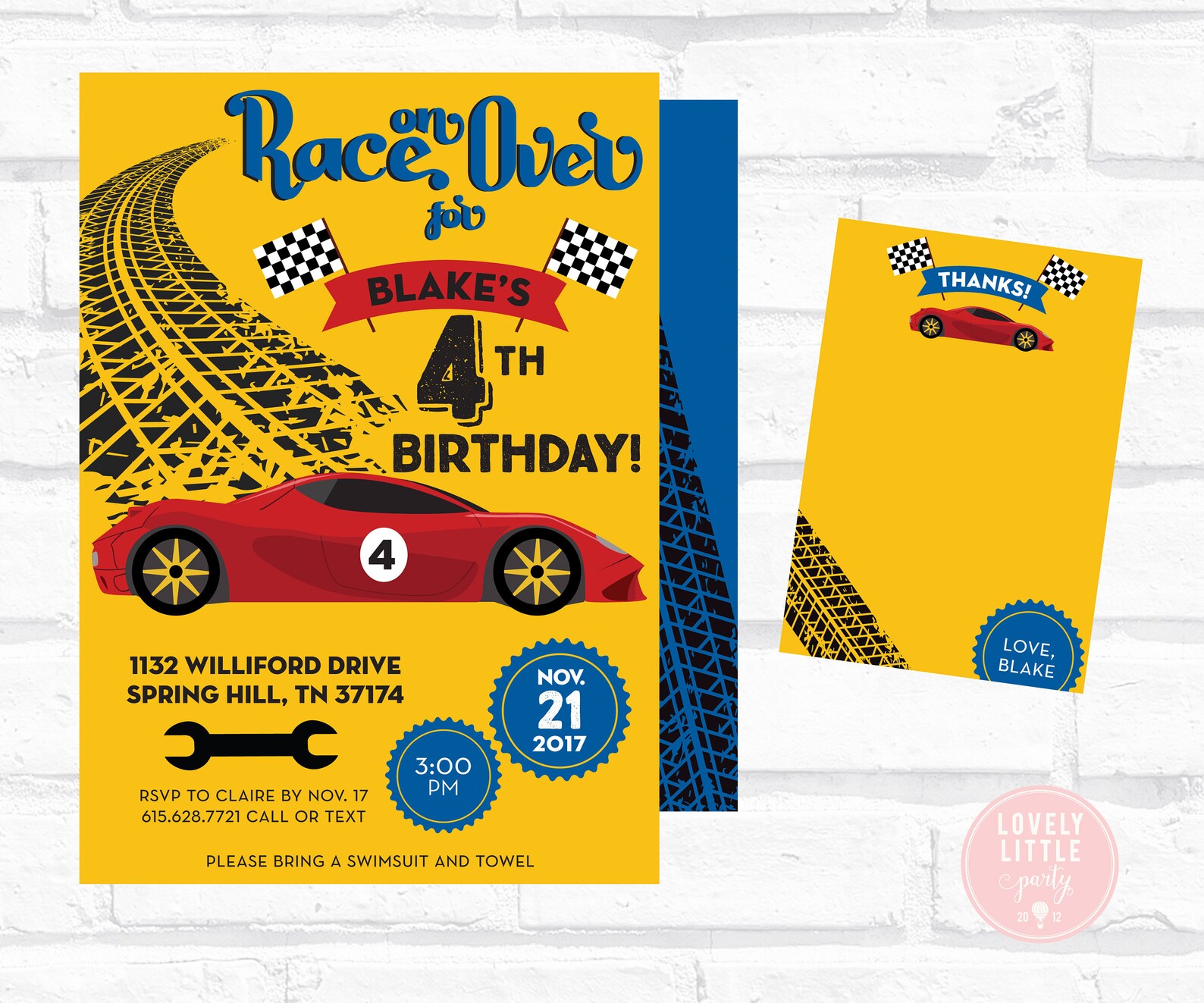 Race Car Birthday Invitation Racer Invite Race Car Birthday | Etsy