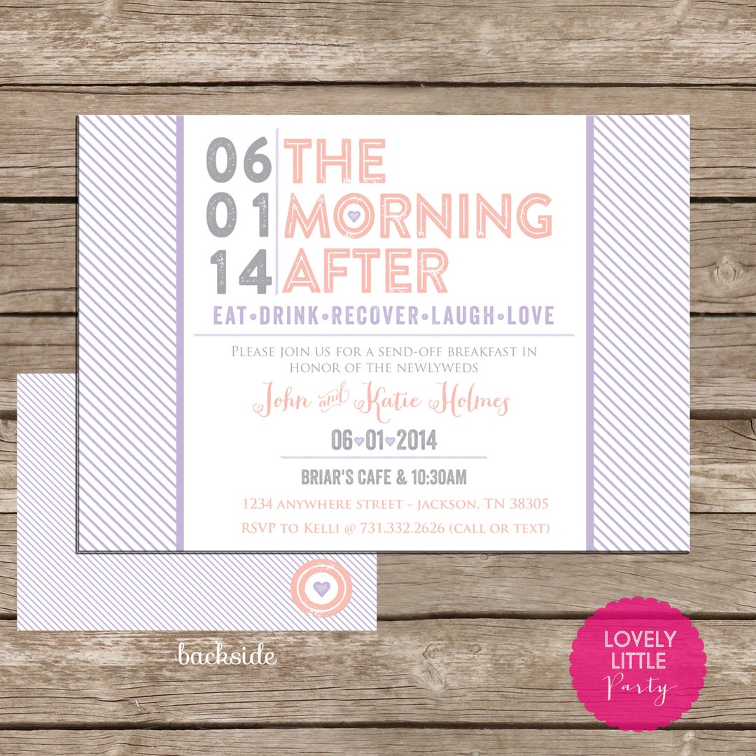 The Morning After Post Wedding Breakfast/brunch Invitation - Lovely ...