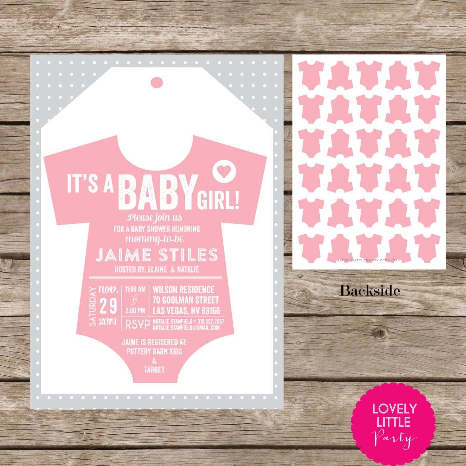 Printable Onesie Themed Girl Shower Invitation- Lovely Little Party - Etsy