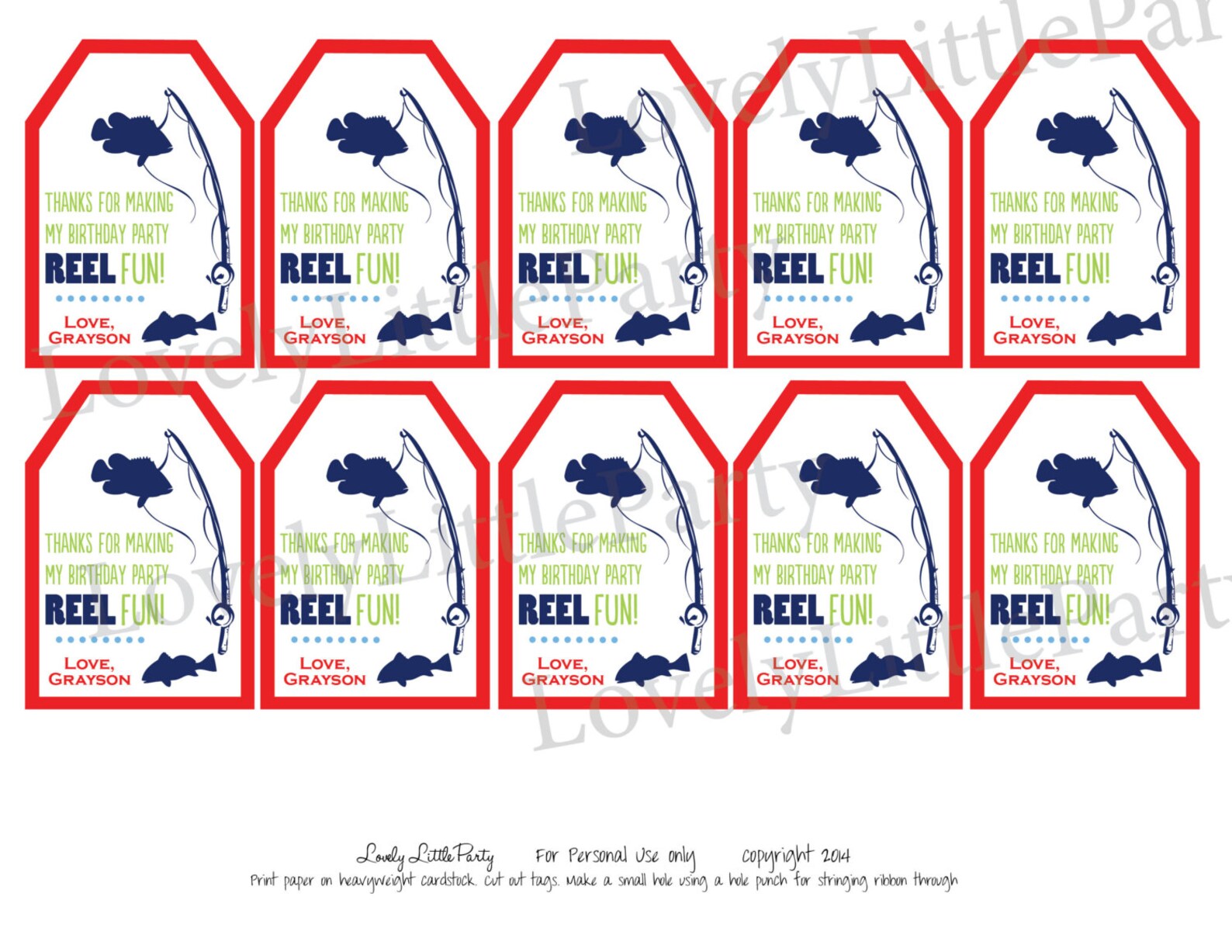 DIY Printable Fish Party Themed Favor Tags Lovely Little - Etsy