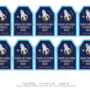 Space Theme, Rocket Ship Theme Party Themed Favor Tags DIY Printable ...